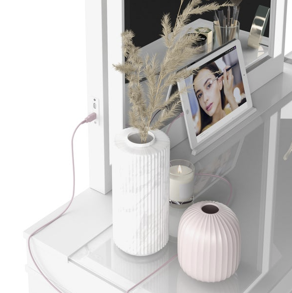 Alexandra Vanity Table with LED Lighted Mirror – STB Furnishings