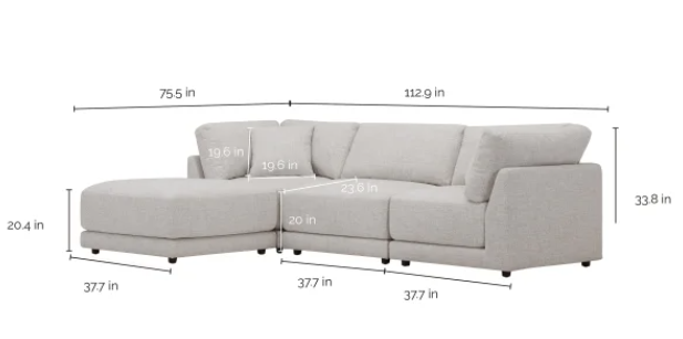 Dayna 4-piece Fabric Modular Sectional Light Gray – STB Furnishings